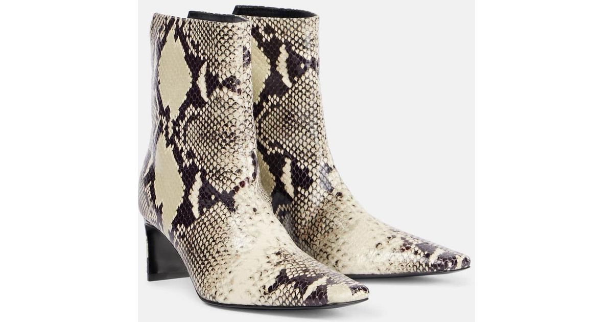 Khaite Ona 55 Snake-Effect Leather Ankle Boots in Natural | Lyst