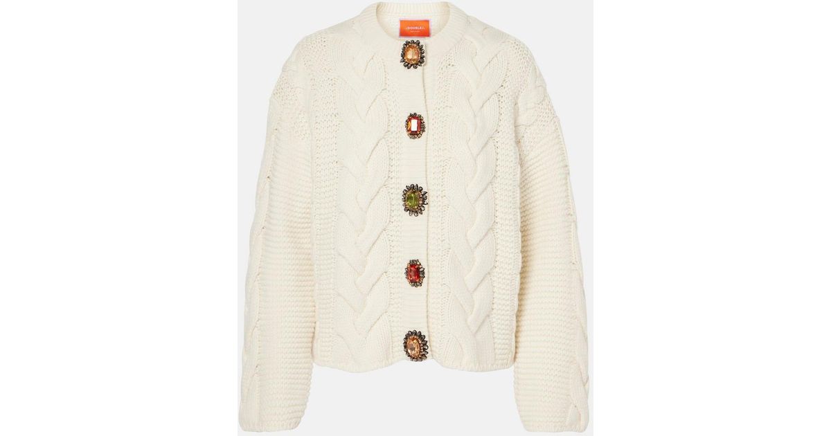 La DoubleJ Embellished Cardigan in White | Lyst