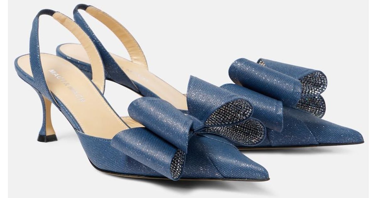 Mach & Mach Le Cadeau 65 Denim Slingback Pumps in Blue | Lyst