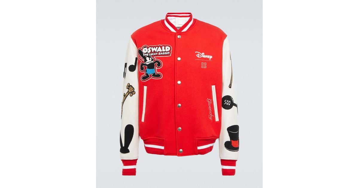 Givenchy X Disney® Leather-trimmed Wool-blend Varsity Jacket in Red for ...