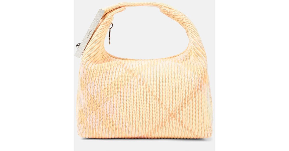 Burberry Check Mini Tote Bag in Natural | Lyst