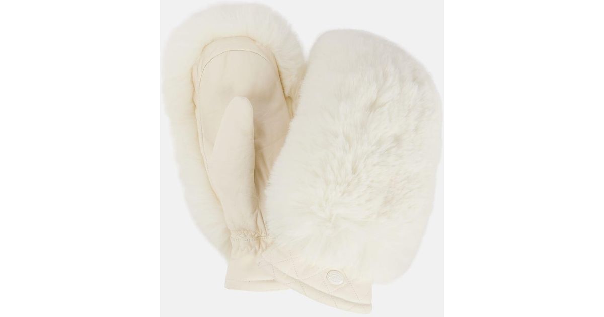 Goldbergh Hill Faux Fur-Trimmed Leather Ski Mittens in White | Lyst UK