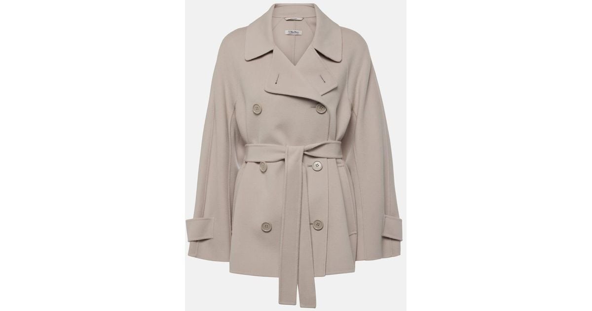 Max Mara Louis Virgin Wool Trench Coat in Gray | Lyst
