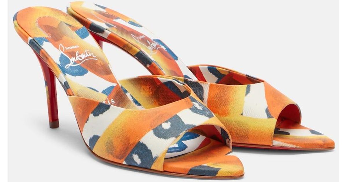 Christian Louboutin Miss Z 80 Coated Canvas Mules | Lyst