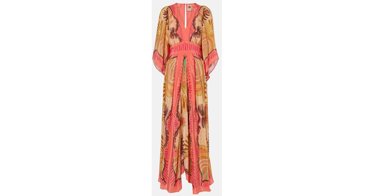 FARM Rio Sand Palms Scarf Printed Maxi Dress in Orange | Lyst