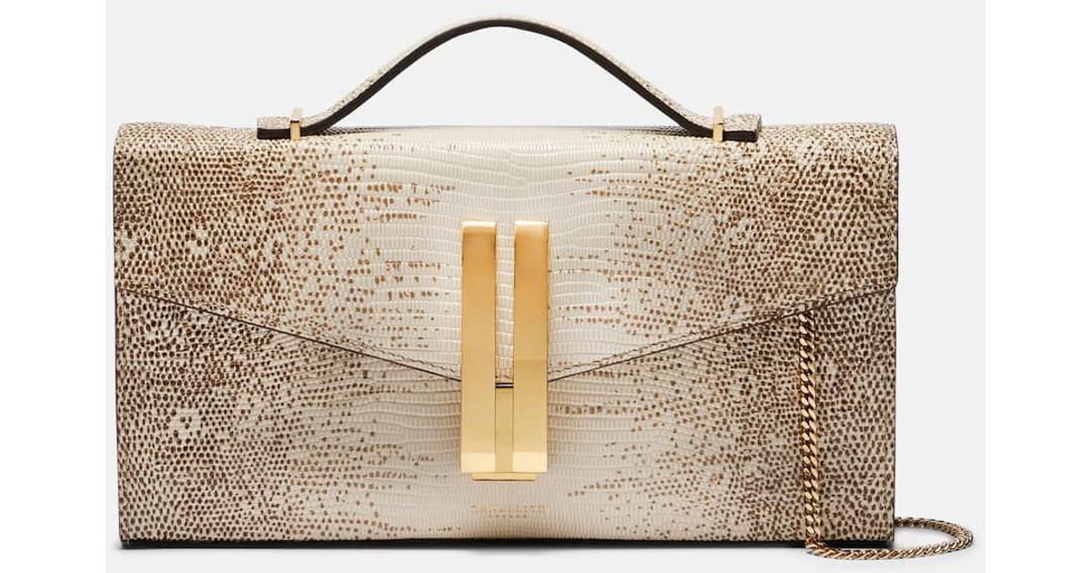 DeMellier Vancouver Snake-Effect Leather Clutch in Brown | Lyst