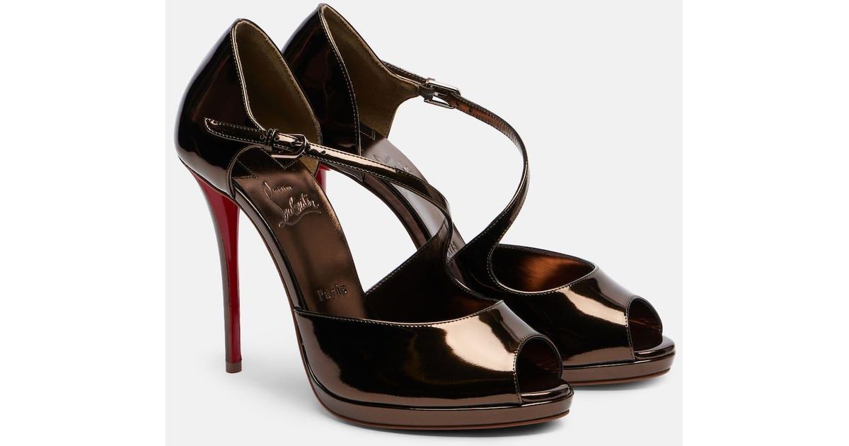 Christian Louboutin Miss Zigourata 120 Mirrored Leather Sandals in ...