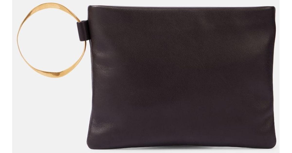 The Row Square Bracelet Leather Clutch in Black | Lyst