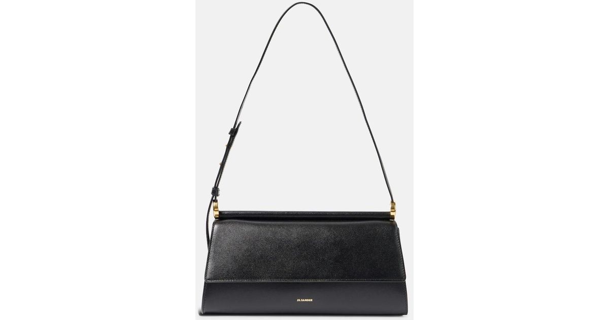 Jil Sander Ghost Leather Shoulder Bag in Black | Lyst