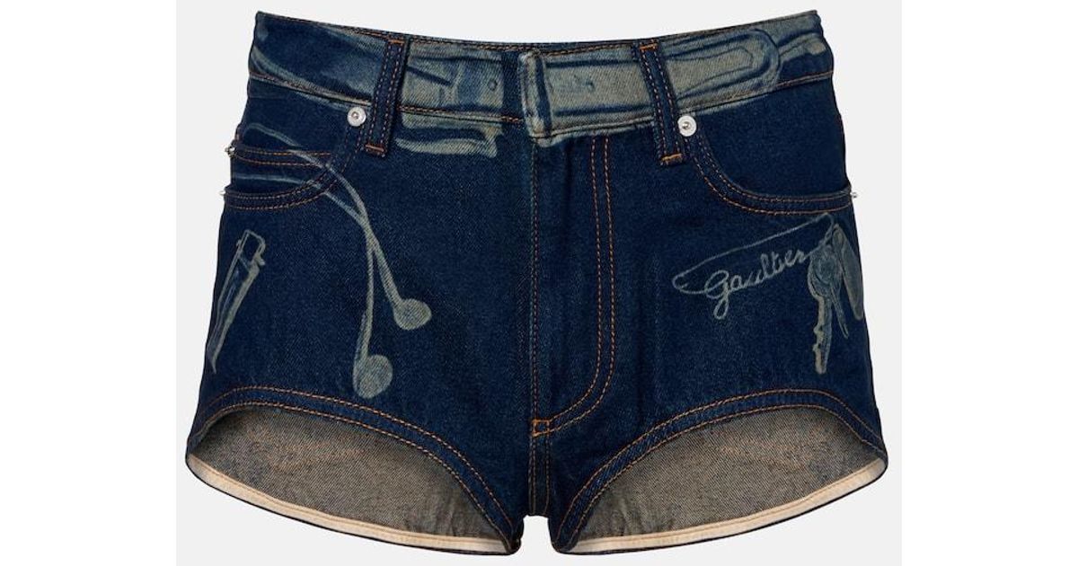 Jean Paul Gaultier Trompe-L'Oil Denim Shorts in Blue | Lyst UK