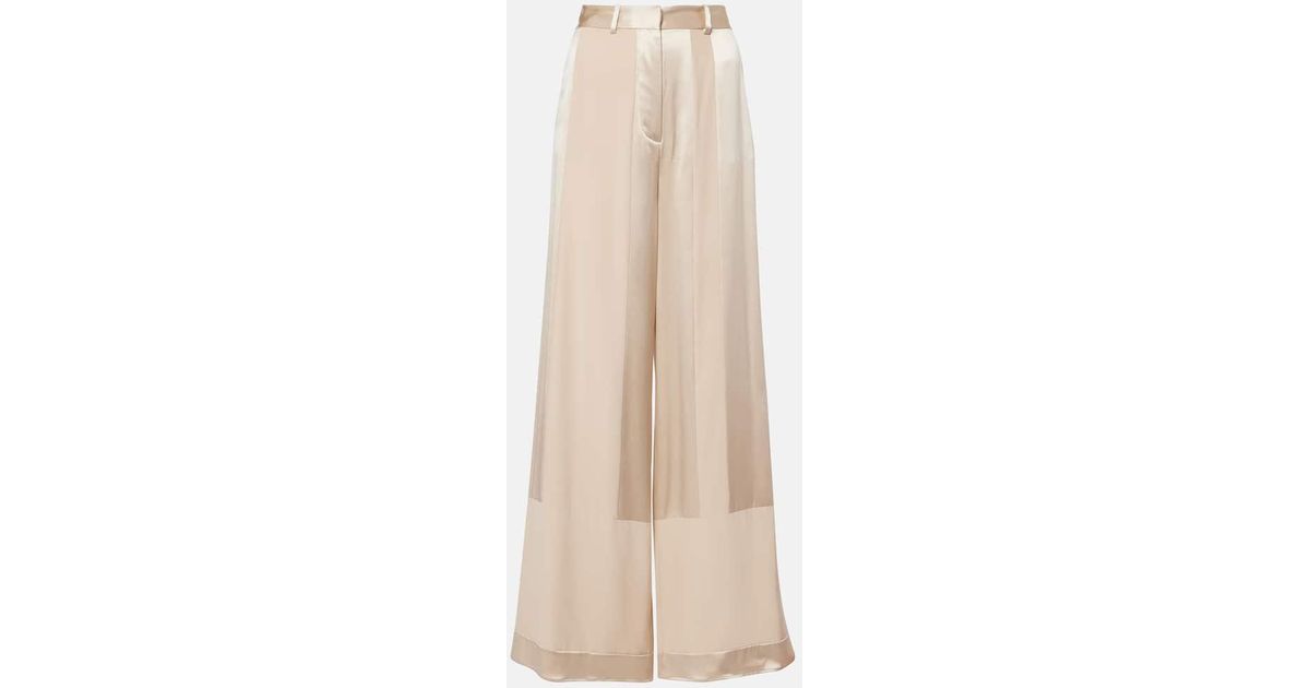JOSEPH Corto Paneled Silk Satin Straight Pants in Natural | Lyst UK