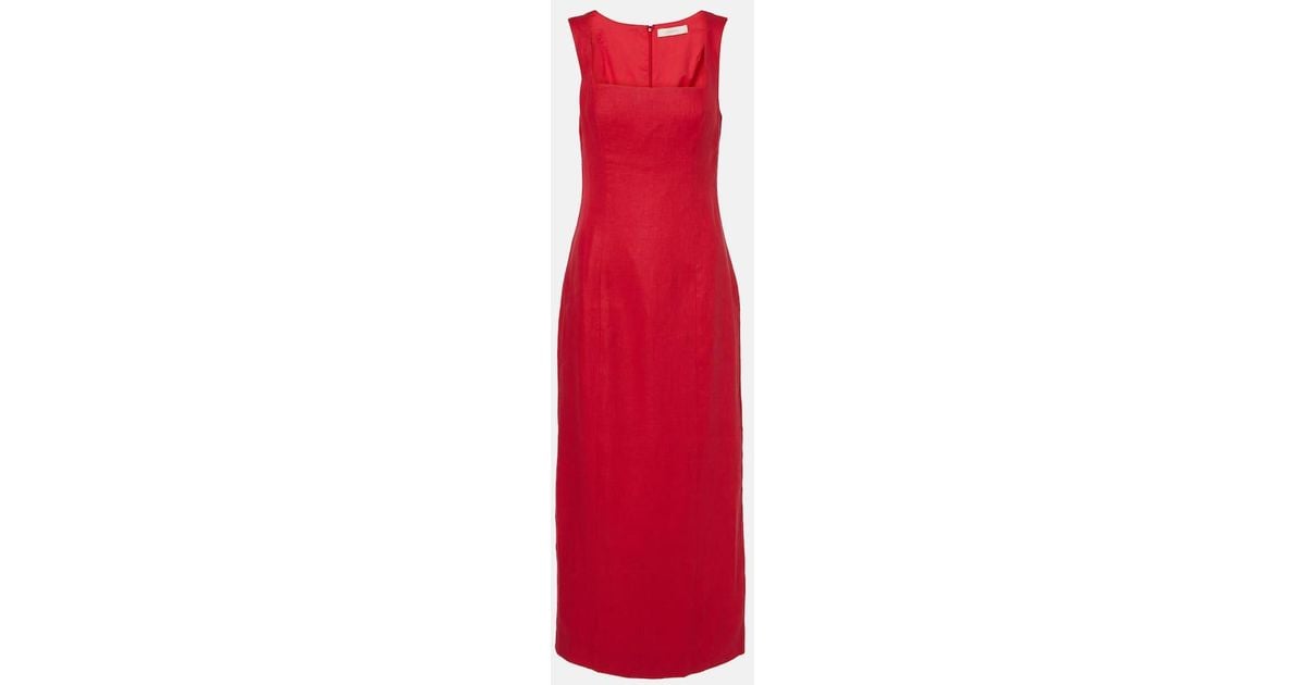 Faithfull the Brand Felice Linen Maxi Dress in Red | Lyst