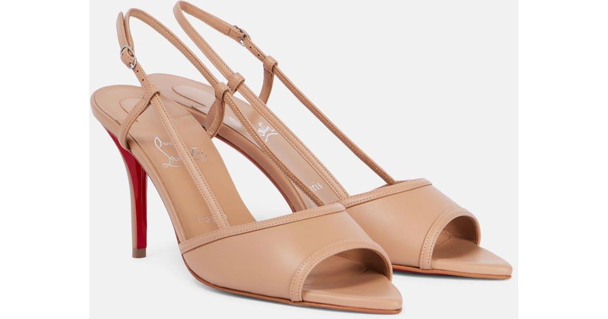 Christian Louboutin Miss Z 80 Patent Leather Slingback Pumps in Natural ...