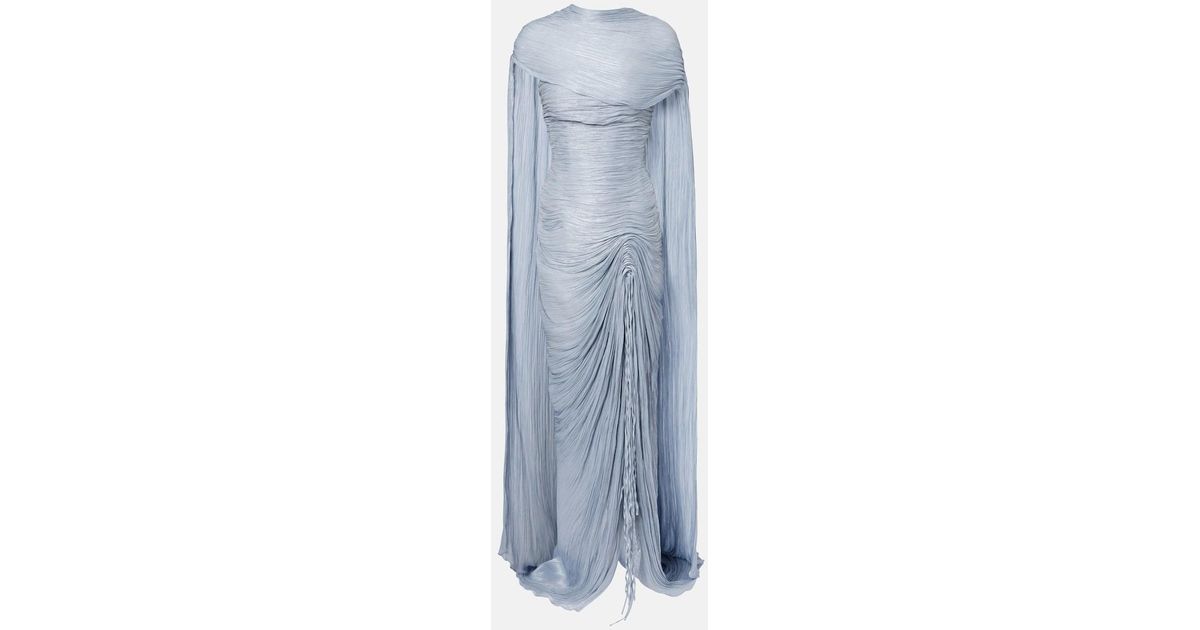 Marmar Halim Tatiana Pleated Corset Gown in Blue | Lyst
