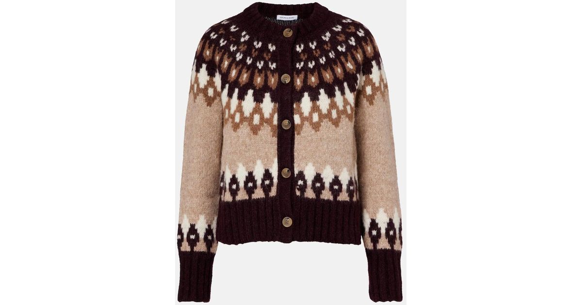 Veronica Beard Christina Fair Isle Alpaca-Blend Cardigan in Black | Lyst UK