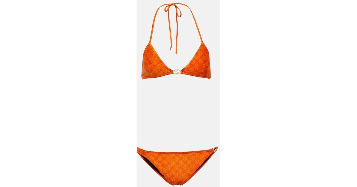 Gucci Gg Jersey Bikini in Orange | Lyst