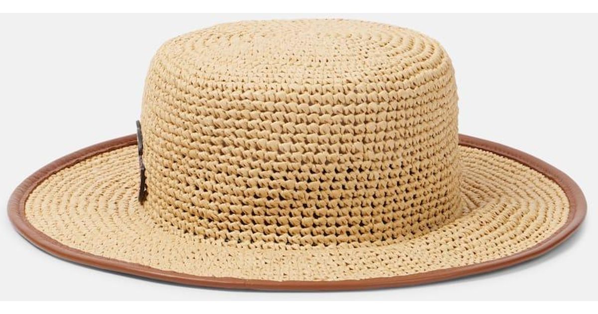 Gucci Double G Raffia-Effect Boater Hat in Natural | Lyst
