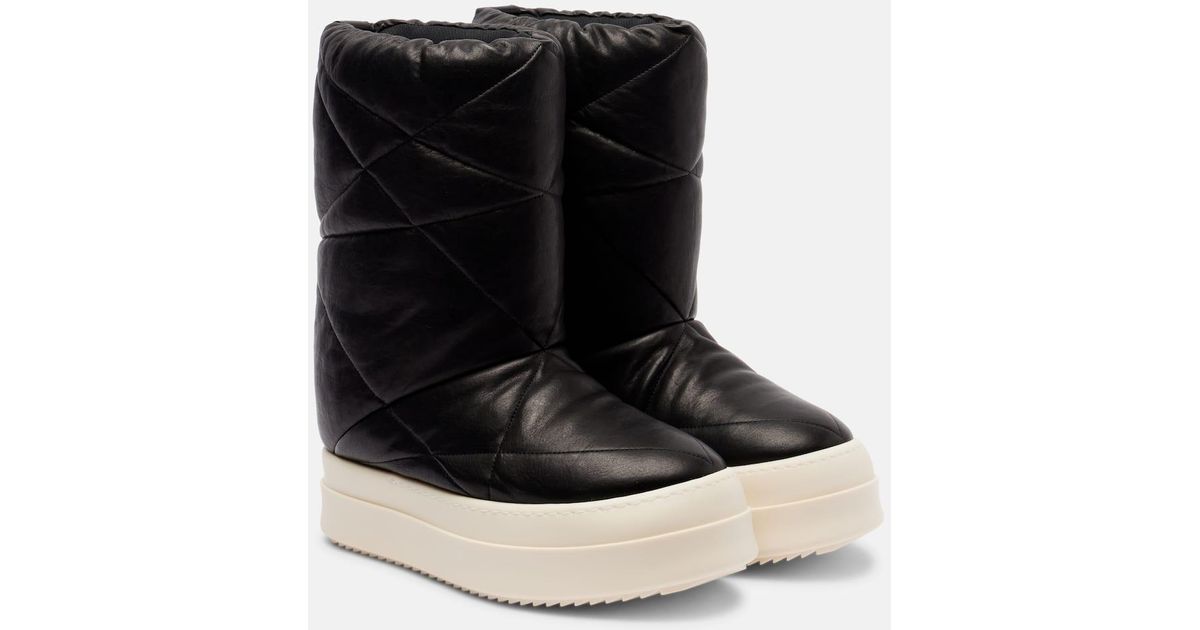 Rick Owens Mega Bumper Lunar Leather Boots in Black | Lyst
