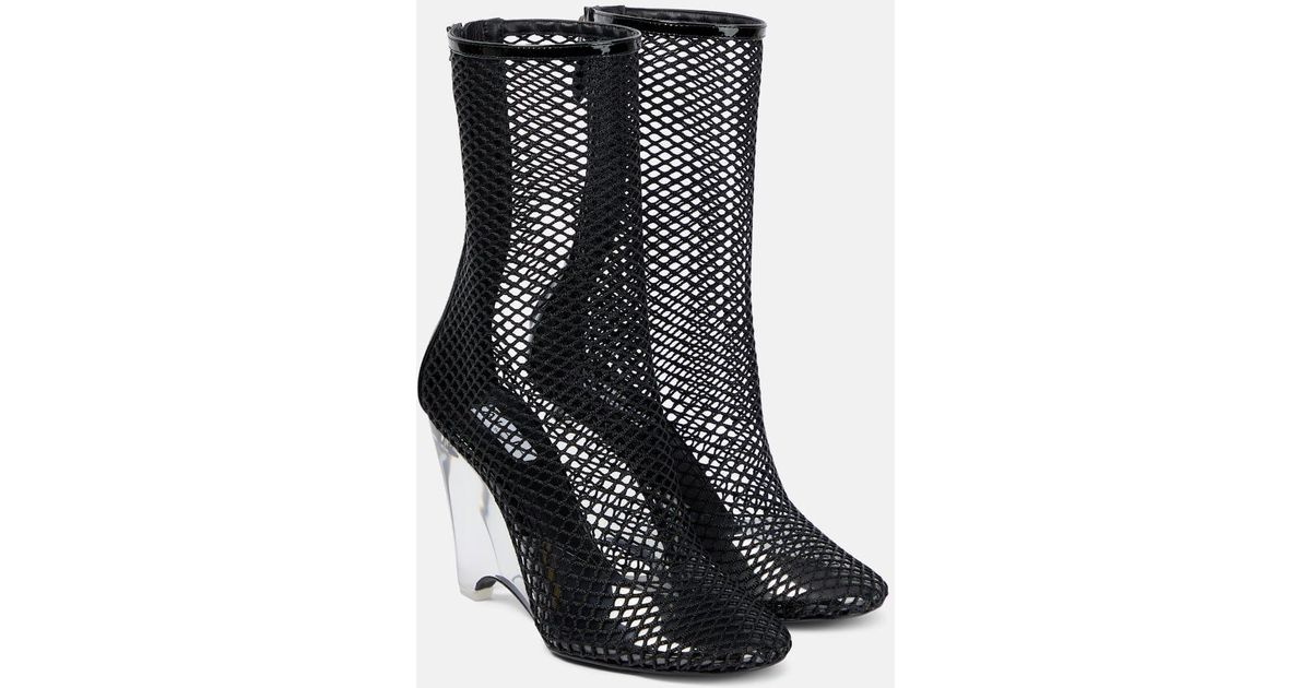 Alaïa La Cage Mesh And Pu Wedge Ankle Boots in Black | Lyst
