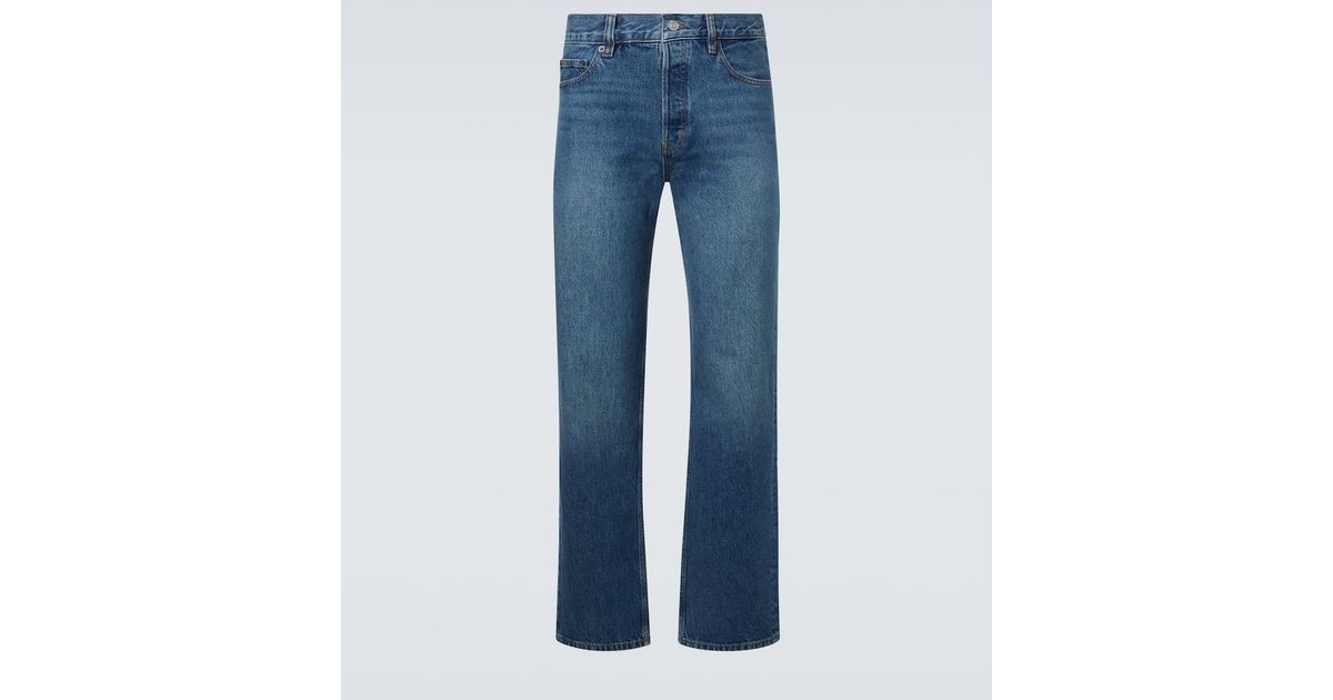 FRAME Relaxed Distressed Straight Jeans in Blue for Men | Lyst UK