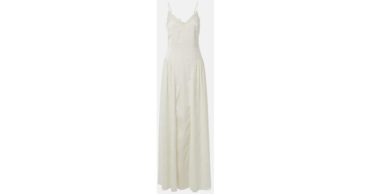 ROTATE BIRGER CHRISTENSEN Bridal Lace-Trimmed Satin Maxi Dress in White ...