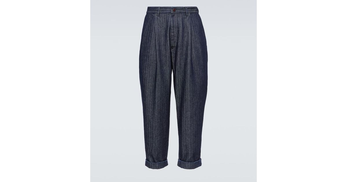 Giorgio Armani Striped Herringbone Tapered Jeans in Blue for Men | Lyst