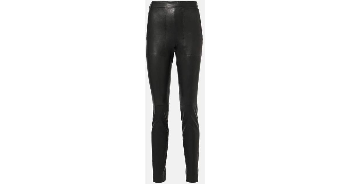 Polo Ralph Lauren Sandy Leather Leggings in Black | Lyst