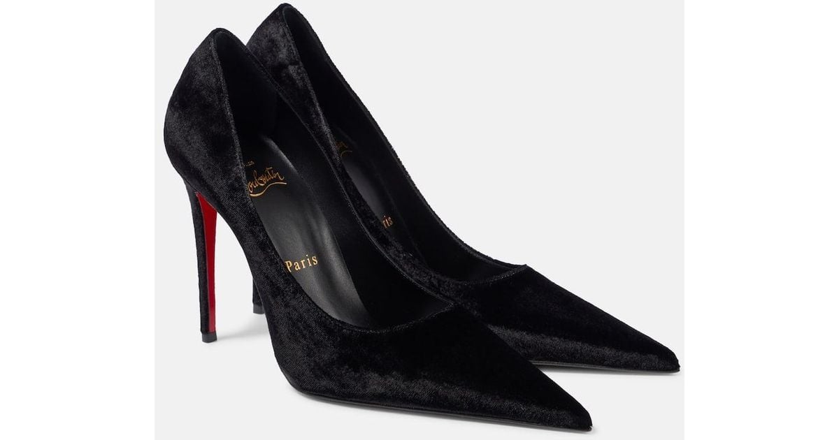 Christian Louboutin Kate Max 100 Velvet Pumps in Black | Lyst UK