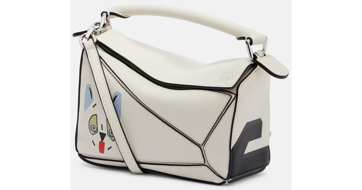 Loewe X Louis Wain Futurist Cat Puzzle Tote Bag in White | Lyst