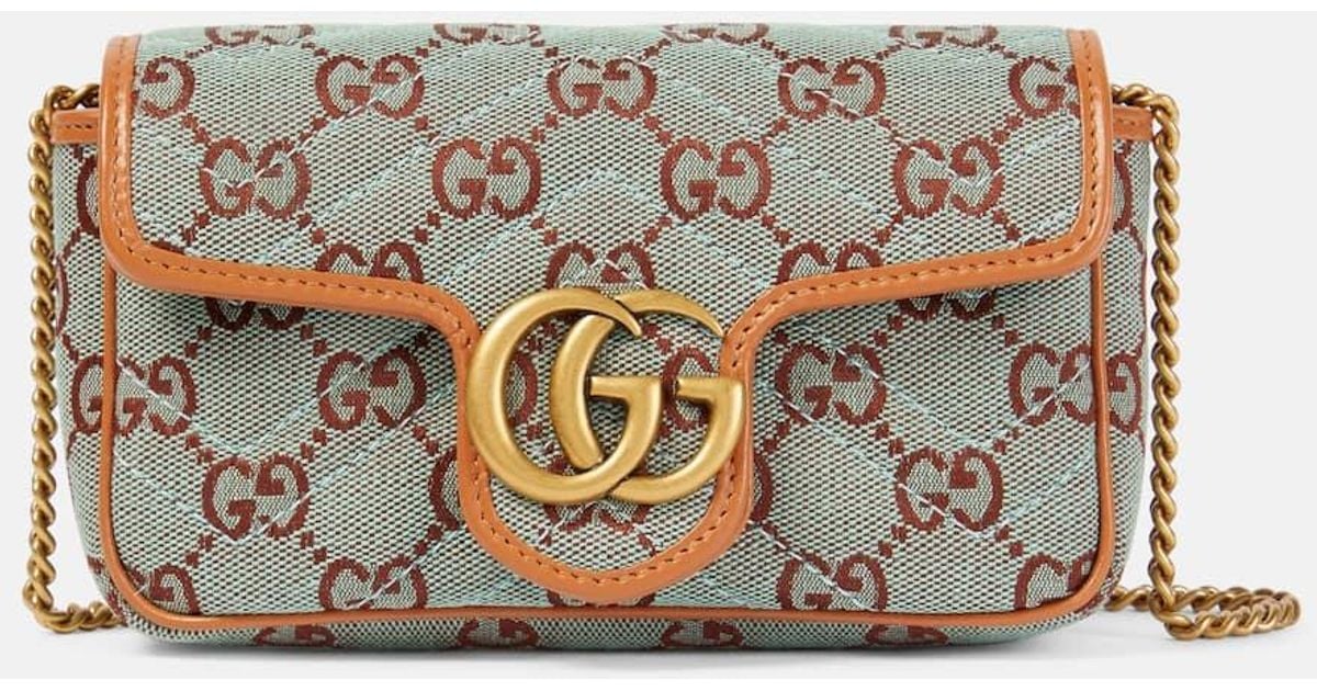 Gucci GG Marmont Super Mini Canvas Shoulder Bag in Metallic | Lyst