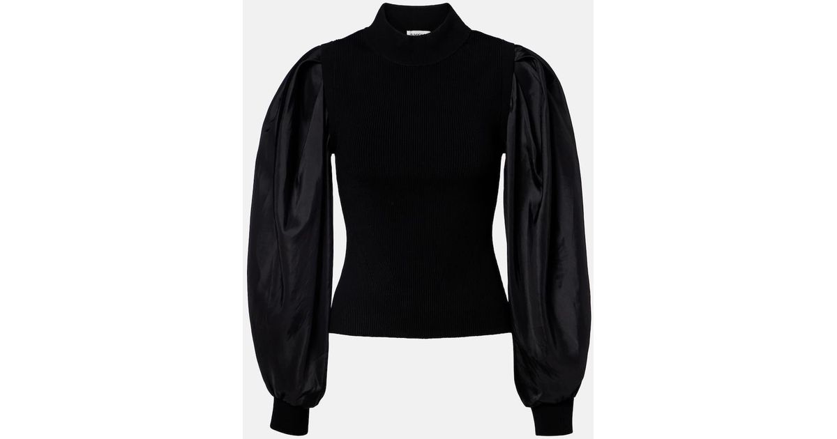 Jonathan Simkhai Jackie Taffeta-Trimmed Knitted Top in Black | Lyst