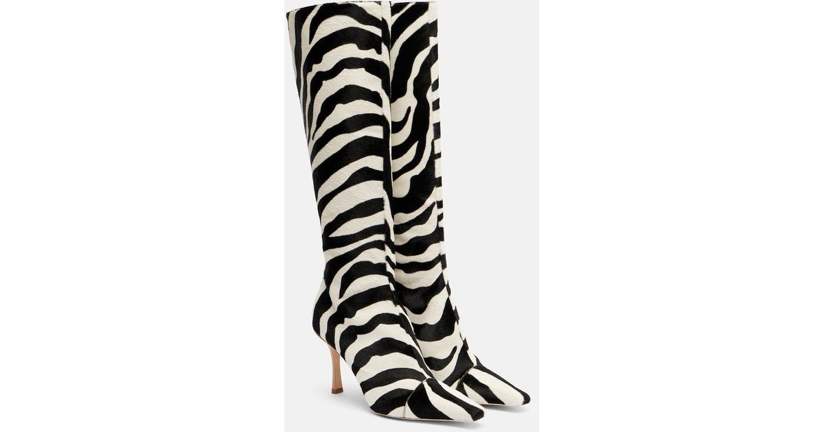 Jimmy Choo X Conner Ives Gloria 85 Pony Hair Zebra Knee-High Boots in ...