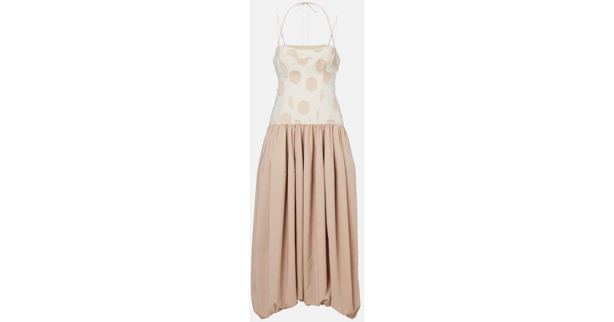 Jonathan Simkhai Pfeiffer Polka-Dot Midi Dress in Natural | Lyst
