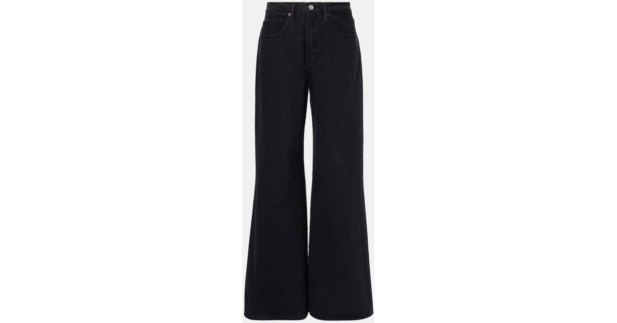 FRAME Easy Wide Flare High-Rise Flared Jeans in Blue | Lyst
