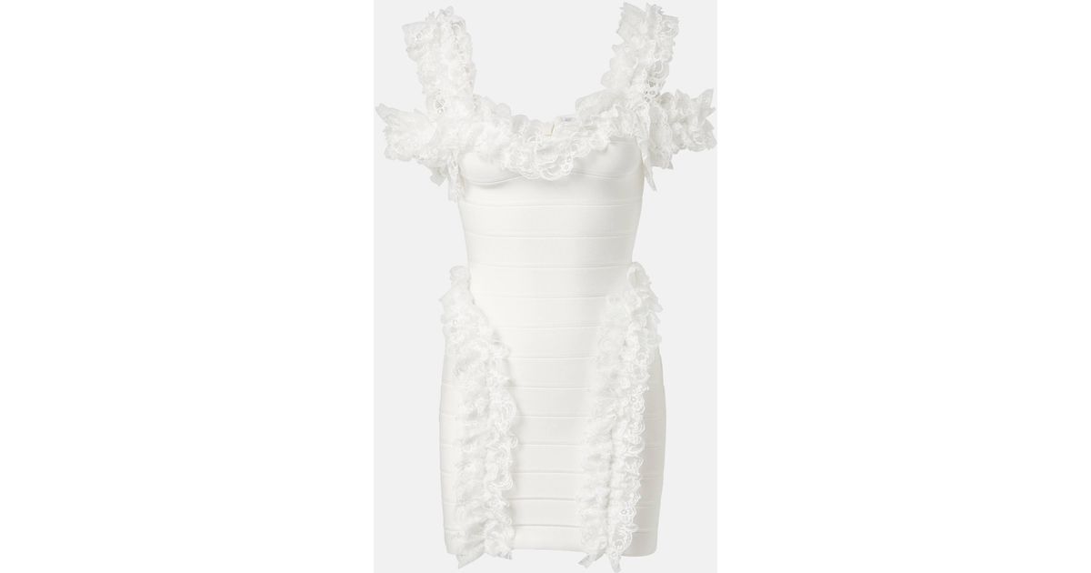 Self-Portrait X Christopher Kane Lace-trimmed Minidress in White | Lyst UK