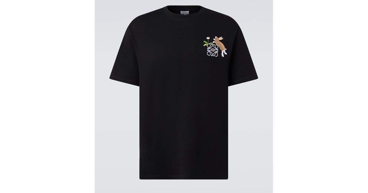 Loewe X Suna Fujita Bunny Cotton Jersey T-Shirt in Black for Men | Lyst