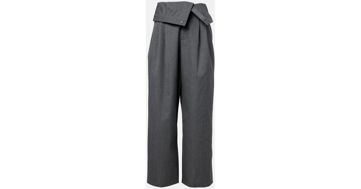 JW Anderson High-Rise Wool Wide-Leg Pants in Gray | Lyst