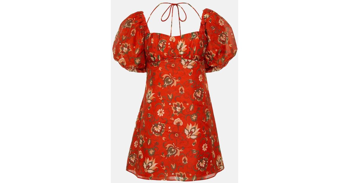 Sir. The Label Reyes Printed Cotton And Silk Minidress in Red | Lyst