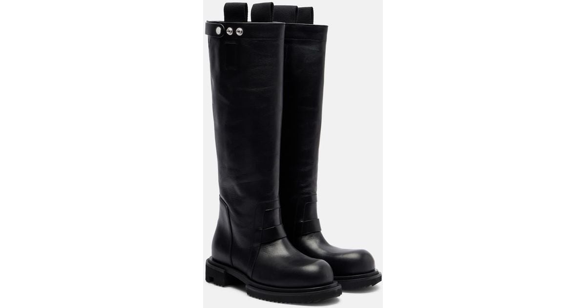 Rick Owens Gabe Leather Knee-High Boots in Black | Lyst UK