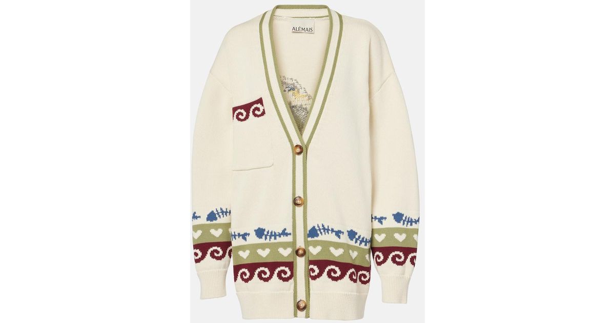 ALÉMAIS Bath House Cotton Cardigan in Natural | Lyst UK