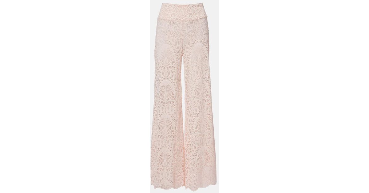 Alexandra Miro Paloma Lace Wide-Leg Pants in Pink | Lyst UK