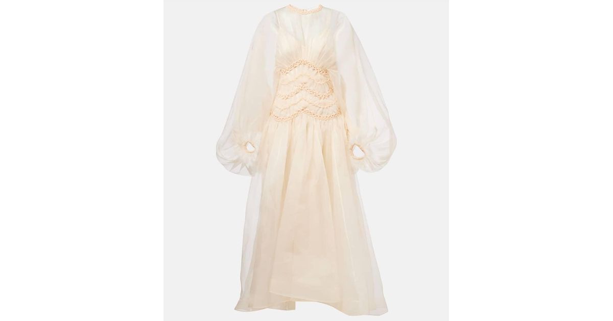 Zimmermann Illuminate Macrame Silk Organza Gown in Natural | Lyst