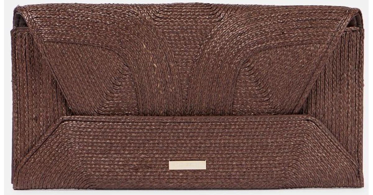 Aquazzura Vacanza Small Raffia Clutch in Brown | Lyst