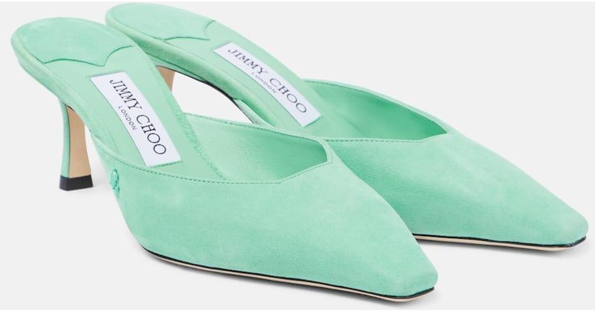Jimmy Choo Vivi 65 Suede Mules in Green | Lyst
