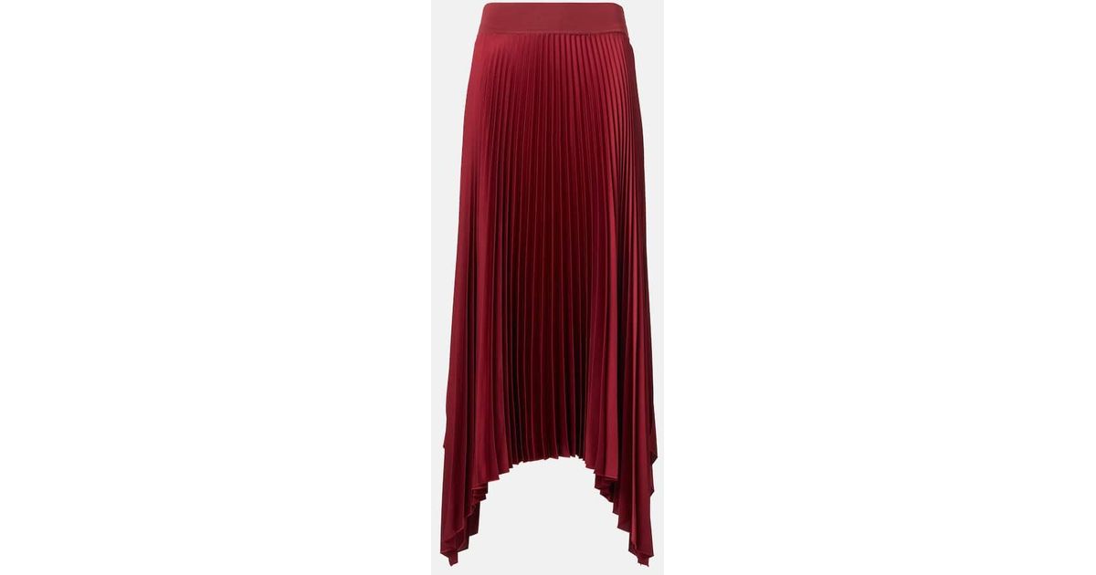 JOSEPH Ade Plisse Crepe Midi Skirt in Red | Lyst UK