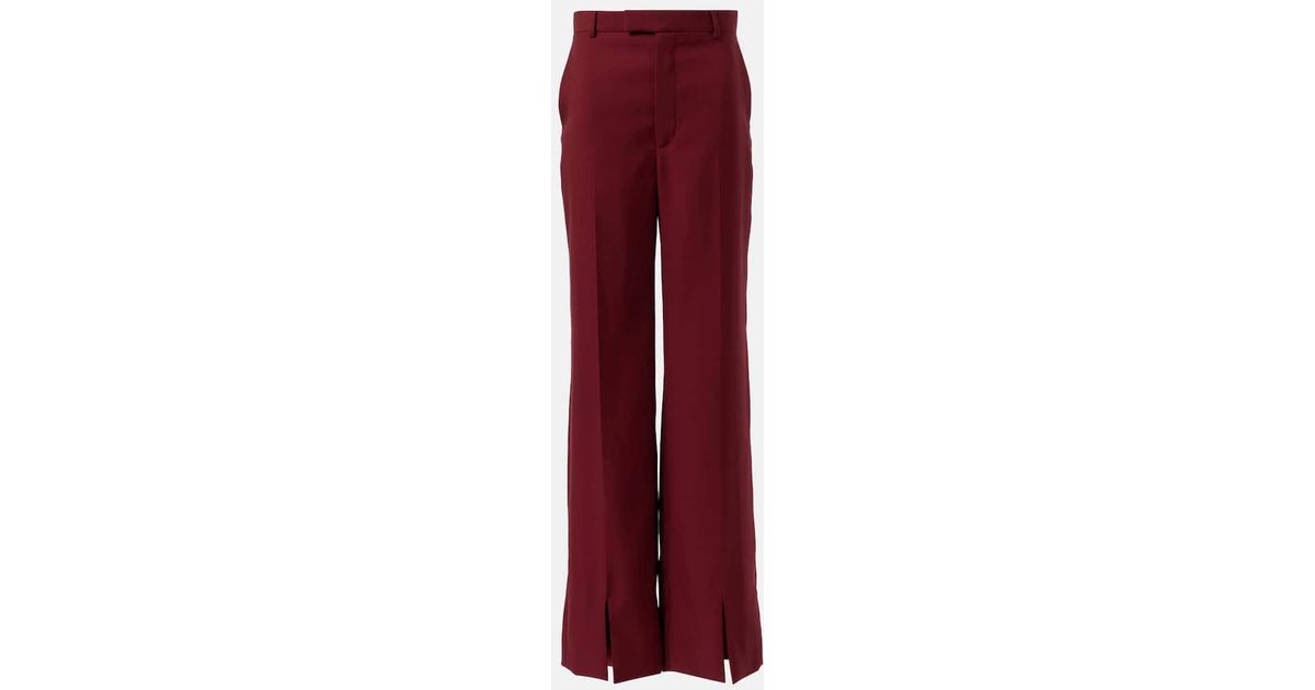 Gucci Low-Rise Wool Straight Pants in Red | Lyst