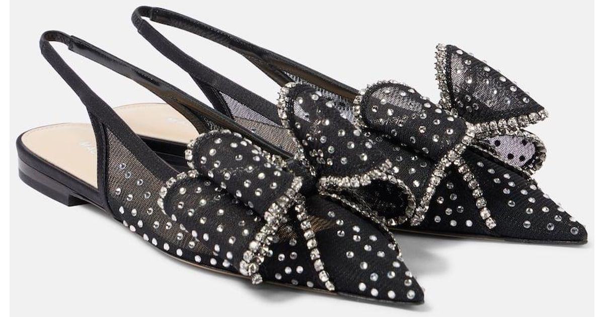Mach & Mach Le Cadeau Mesh Slingback Flats in Black | Lyst