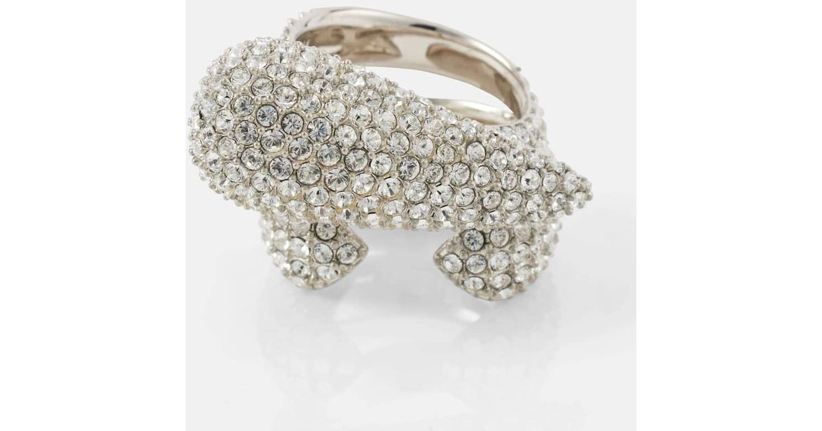 Givenchy Crystal-Embellished Brass Feline Ring in White | Lyst