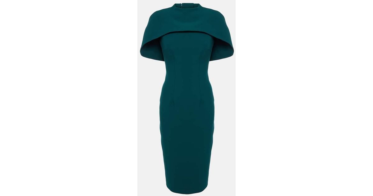 Safiyaa Kalika Caped Midi Dress in Green | Lyst