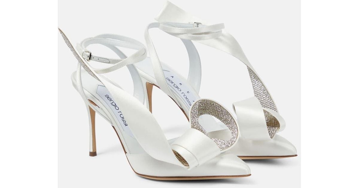Area X Sergio Rossi Marquise Embellished Pumps in White Area X Sergio Rossi Marquise Embellished Pumps in White